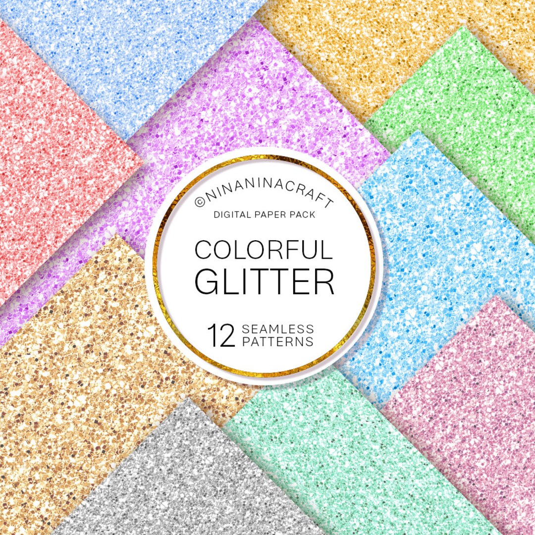 Colorful Glitter Digital Paper, Seamless Glitter Patterns, Glitter ...