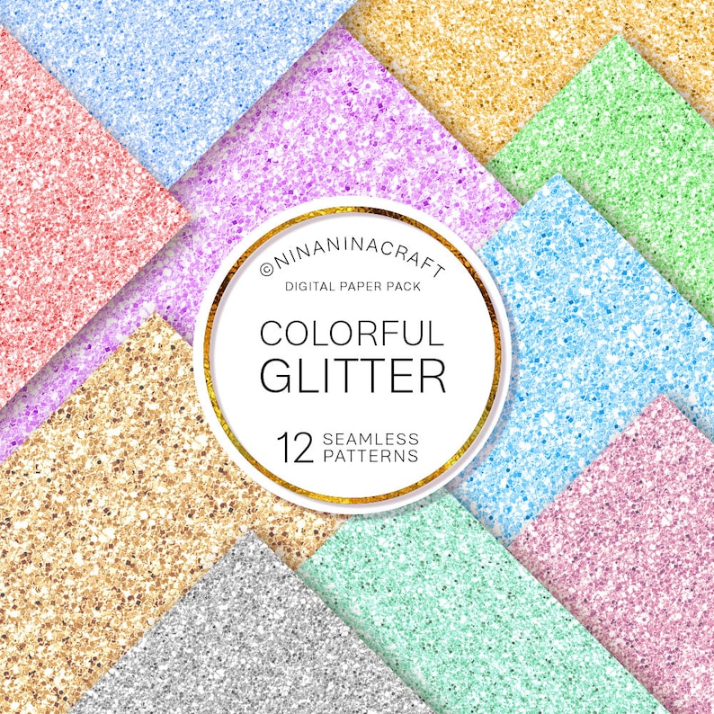 Colorful Glitter Digital Paper Seamless Glitter Patterns - Etsy