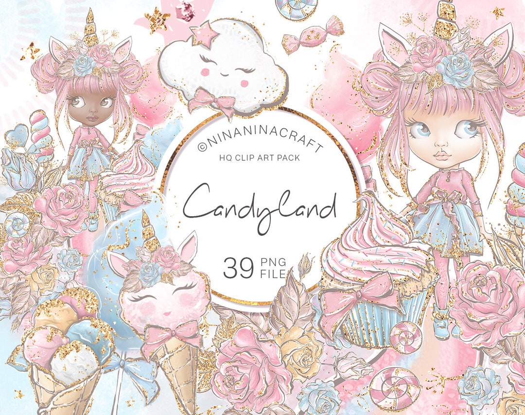 Land of Candy Clip Art, Cute Girls Clipart, Candy Planner Stickers ...
