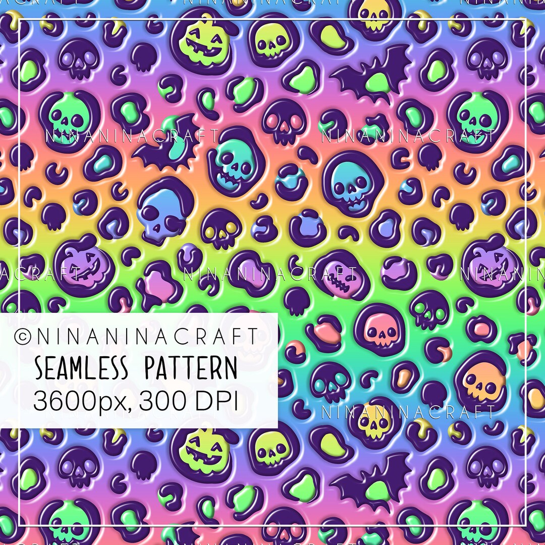 Rainbow Halloween Leopard Print Seamless Pattern by Ninaninacraft ...