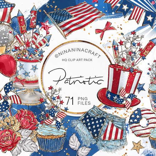 American Flag Clip Art 4th of July Planner Stickers Cute - Etsy