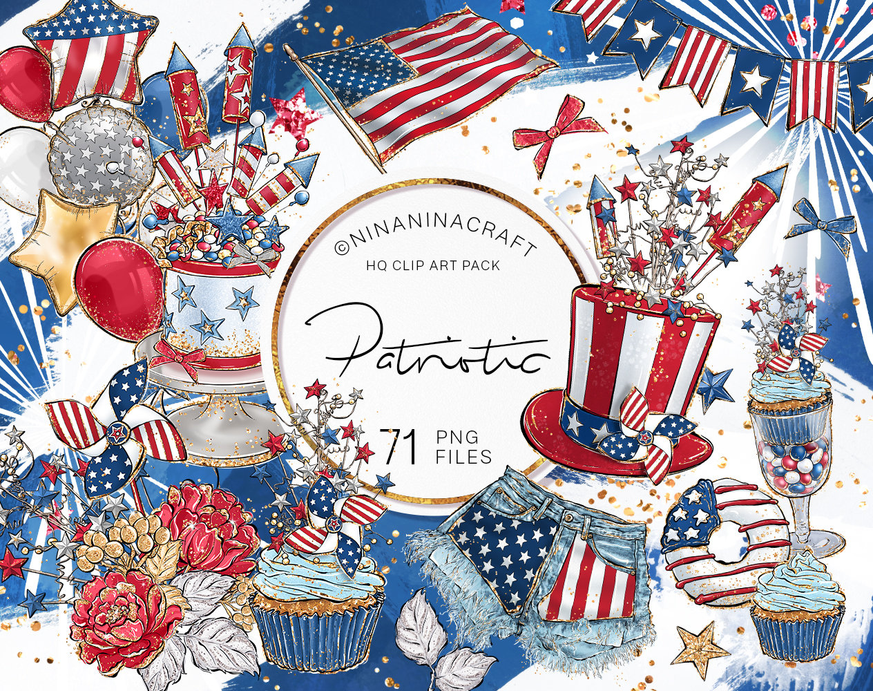 American Flag Clip Art 4th of July Planner Stickers Cute - Etsy