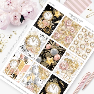 New Year Digital Paper Pack, Peony Flowers Seamless Patterns, Party ...