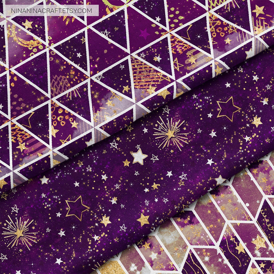 Velvet Skies Digital Papers Stars Seamless Patterns Night | Etsy
