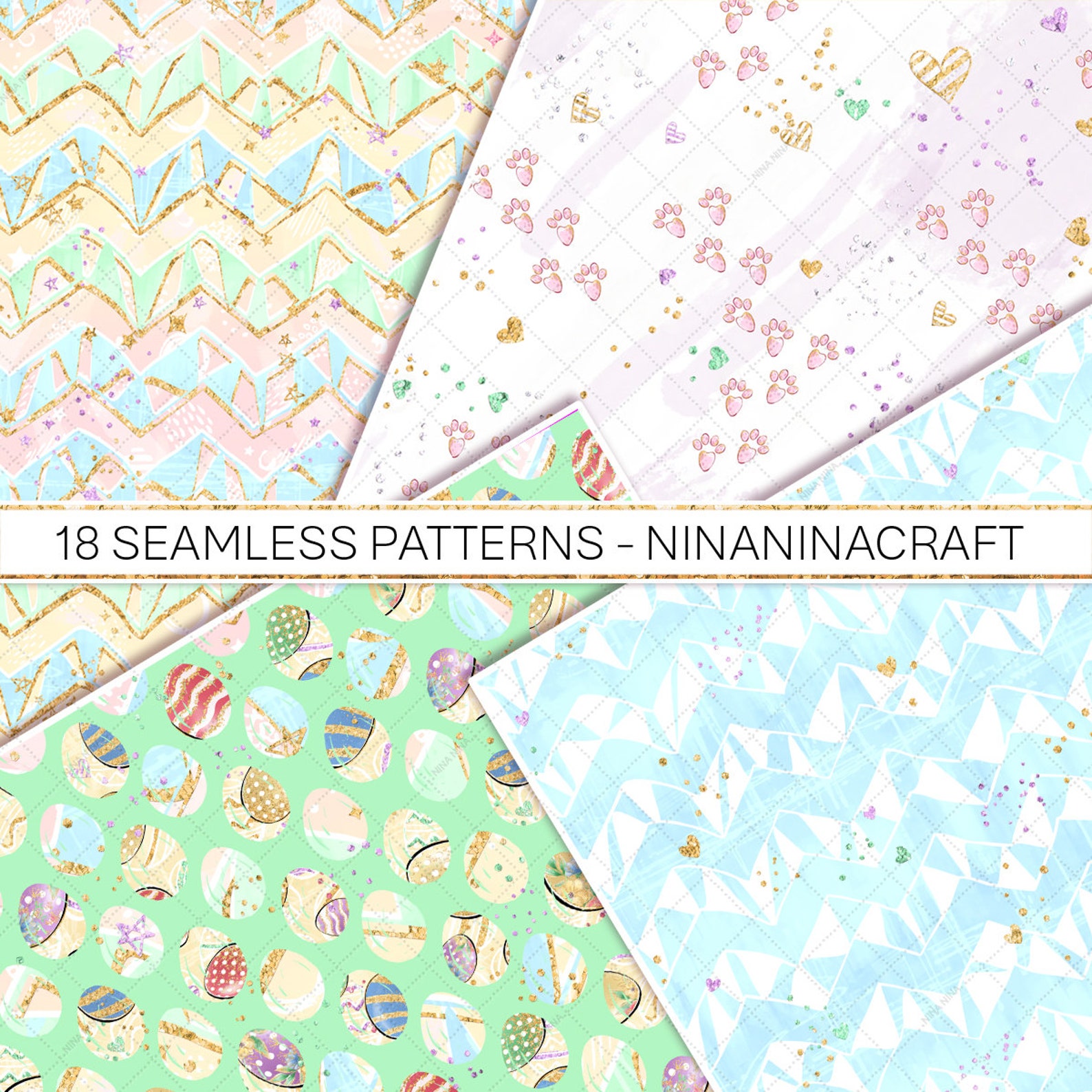 18 Easter Digital Papers Cute Pastel Seamless Pattern Custom - Etsy