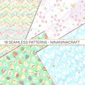 18 Easter Digital Papers, Cute Pastel Seamless Pattern, Custom Fabric ...