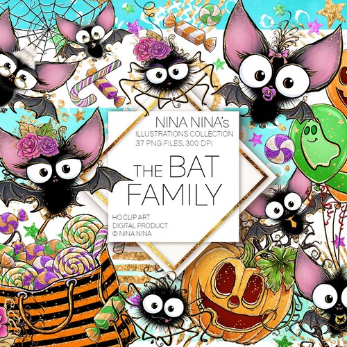 Cute Halloween Clipart Pack Spooky Glitter Clip Art Cute - Etsy