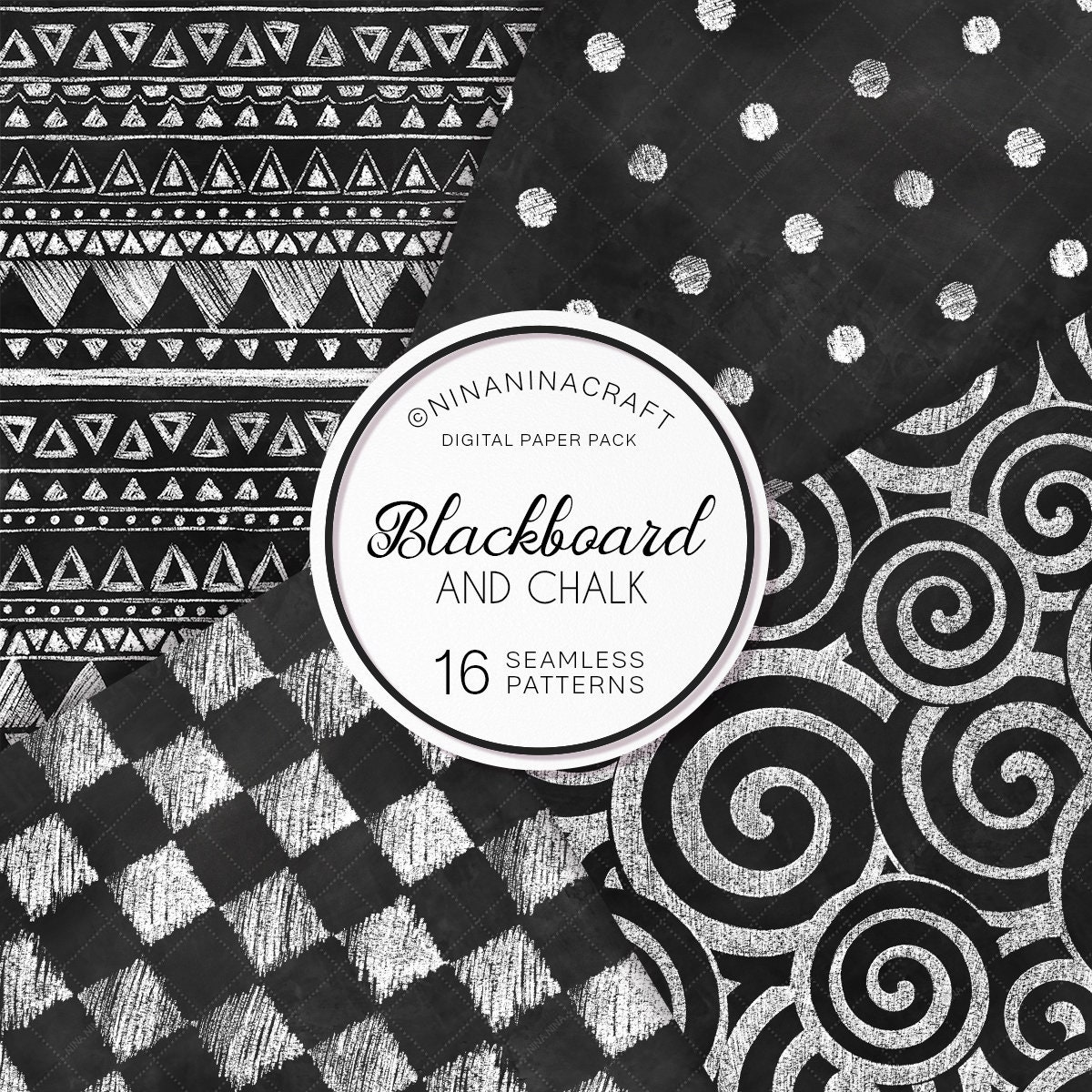 Blackboard and Chalk Digital Paper Pack Chalkboard Seamless | Etsy