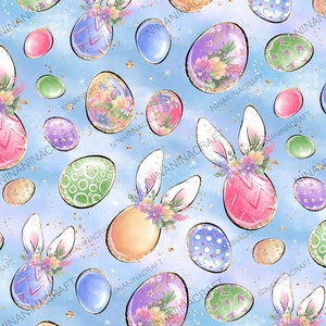 Cute Easter Digital Papers Basics, Colorful Seamless Patterns by ...