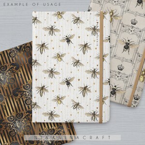 Honey Bee Digital Papers, Bumble Bee Seamless Patterns by Ninaninacraft ...