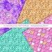 Mermaid Glitter Digital Paper Pack, Colorful Rainbow Glitter Seamless ...