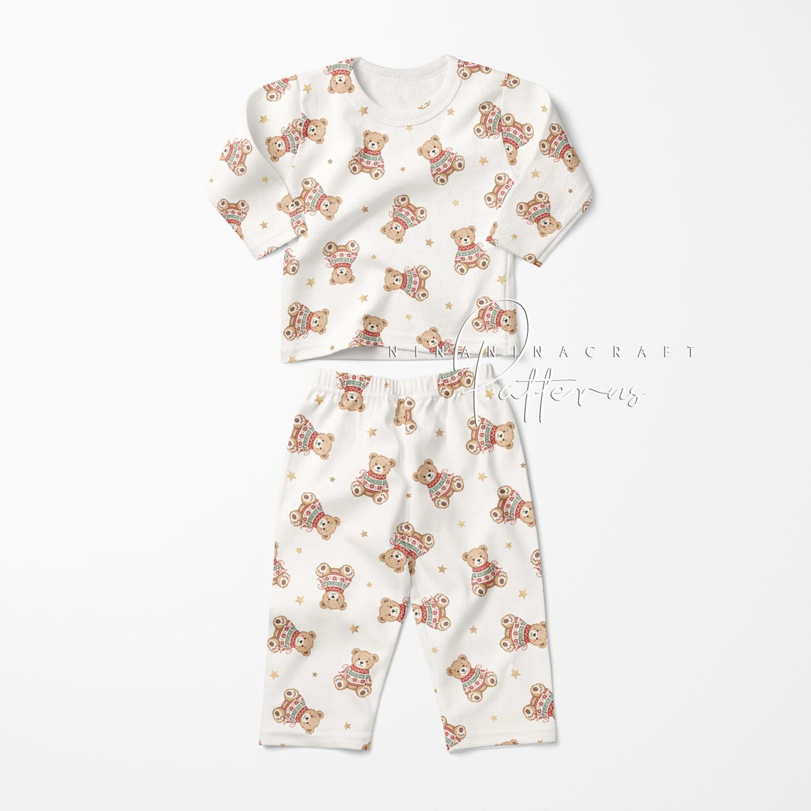Christmas Teddy Bear Seamless Pattern Ver 2 by Ninaninacraft: Red and ...