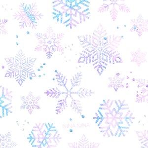 14 Watercolor Snowflakes Digital Papers, Glitter Snow Seamless Pattern ...