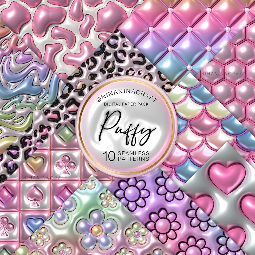 3D Inflated Puff Rainbow Seamless Pattern Pack, Bubble Puffy Wrap ...