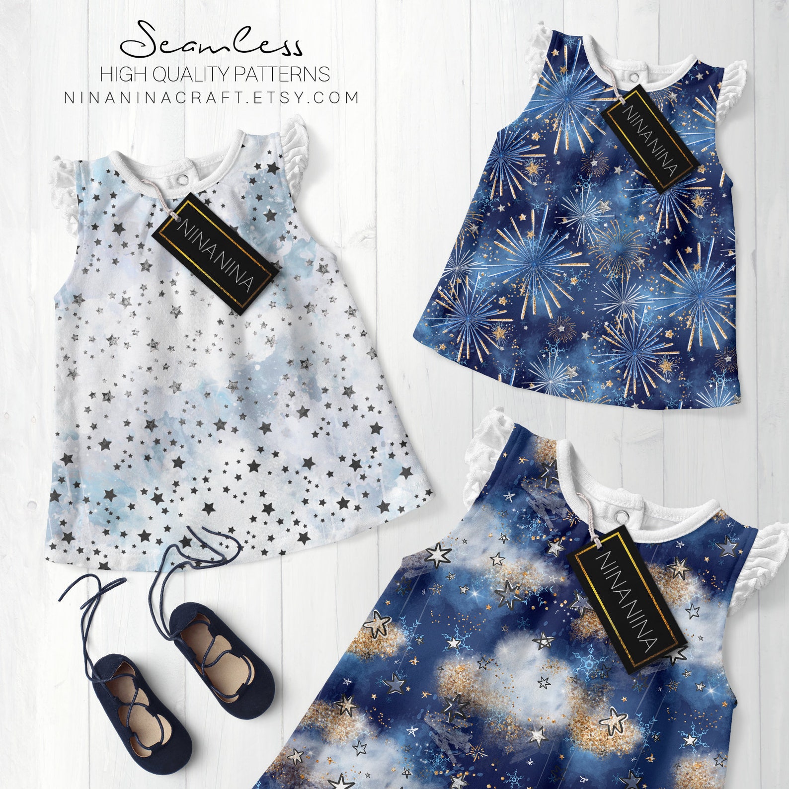 Winter Skies Digital Papers Winter Night Seamless Patterns by - Etsy