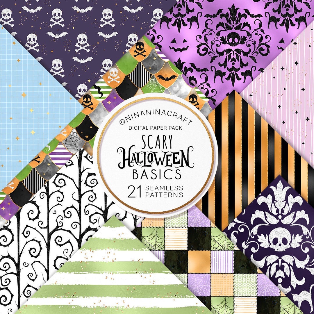 Cute Halloween Seamless Pattern Pack, Spooky Digital Papers by ...