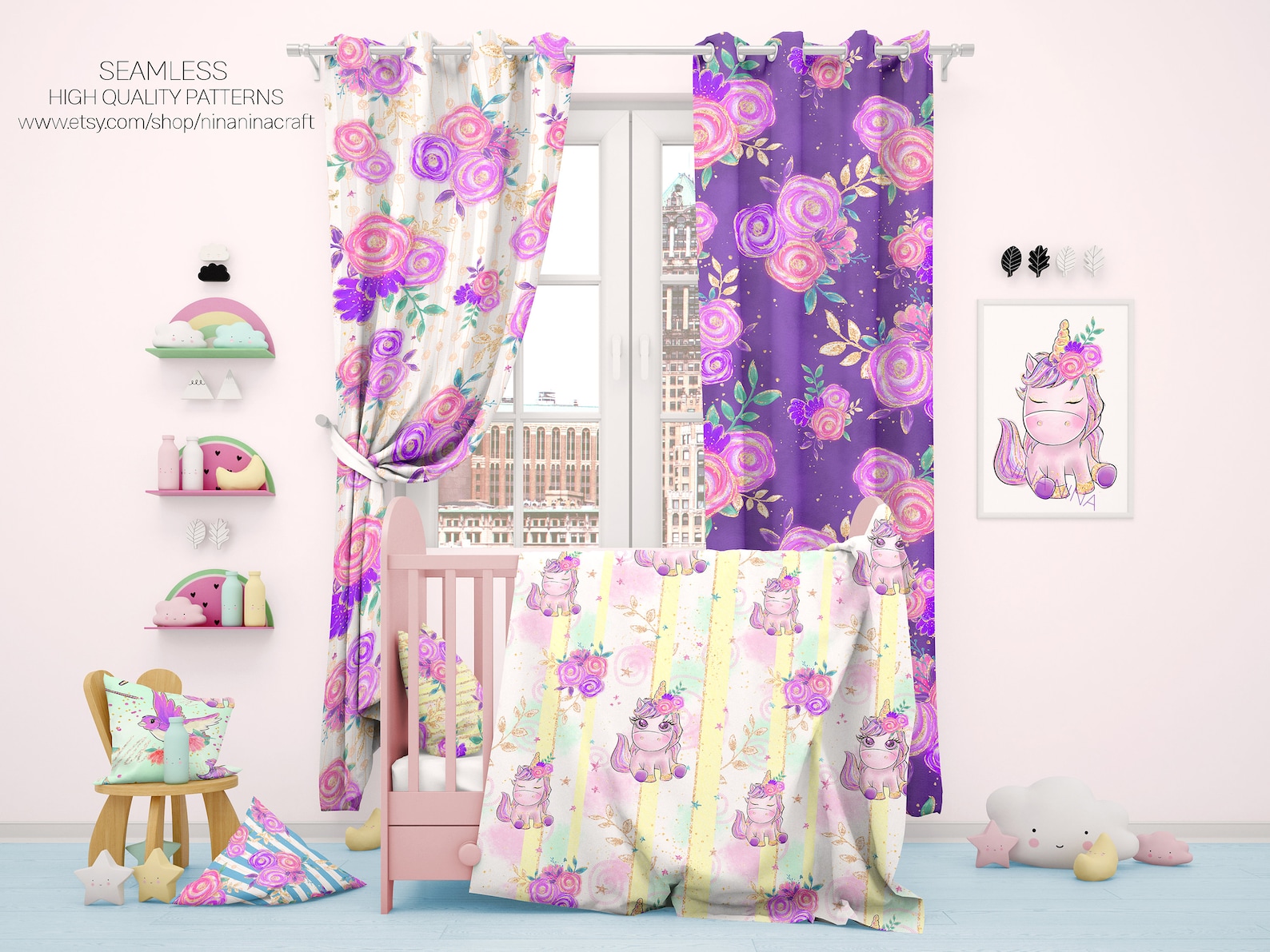 Fairy Digital Papers Pack Glitter Unicorn Seamless Patterns | Etsy