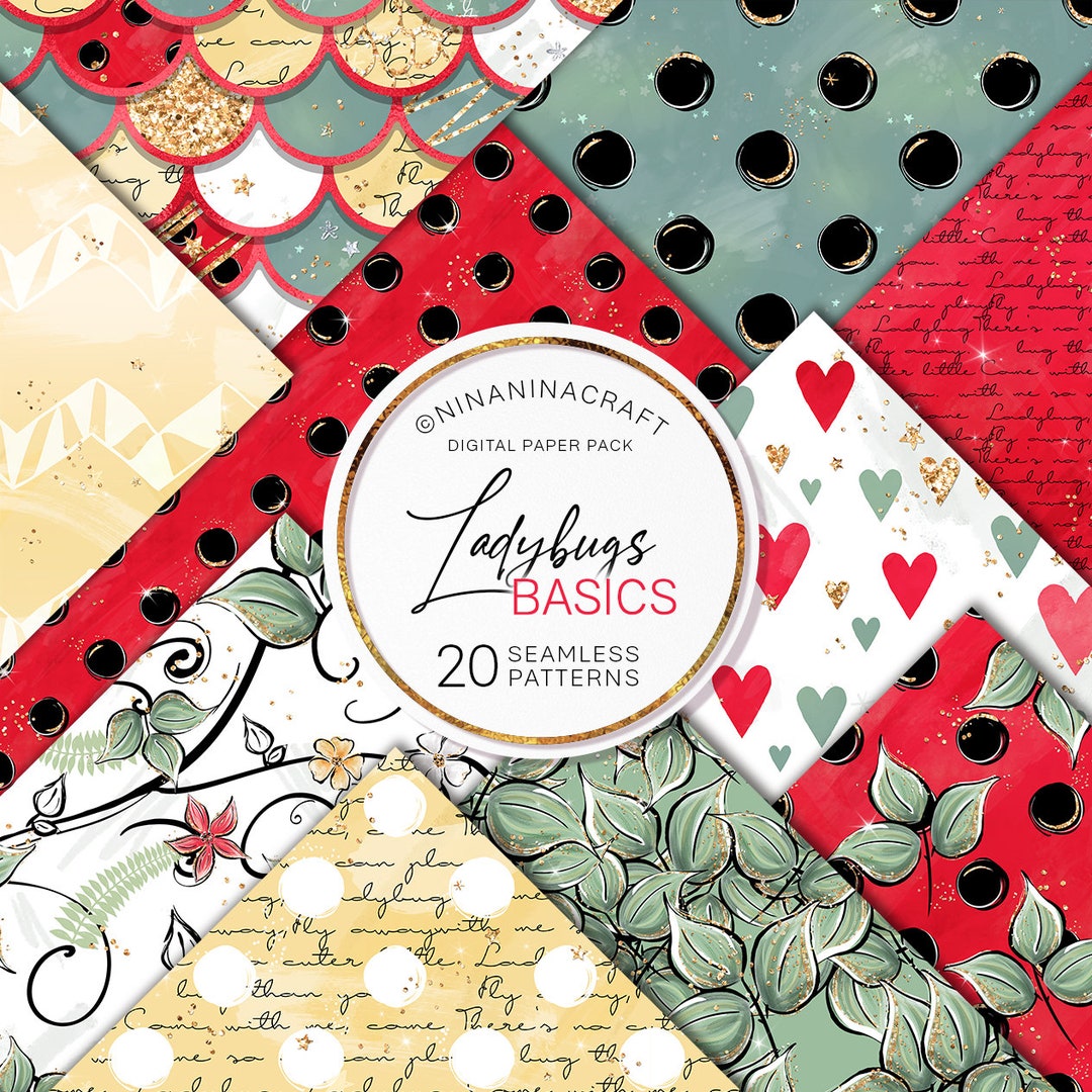 Cute Ladybug Pattern Digital Papers, Ladybird Polka Dots by ...