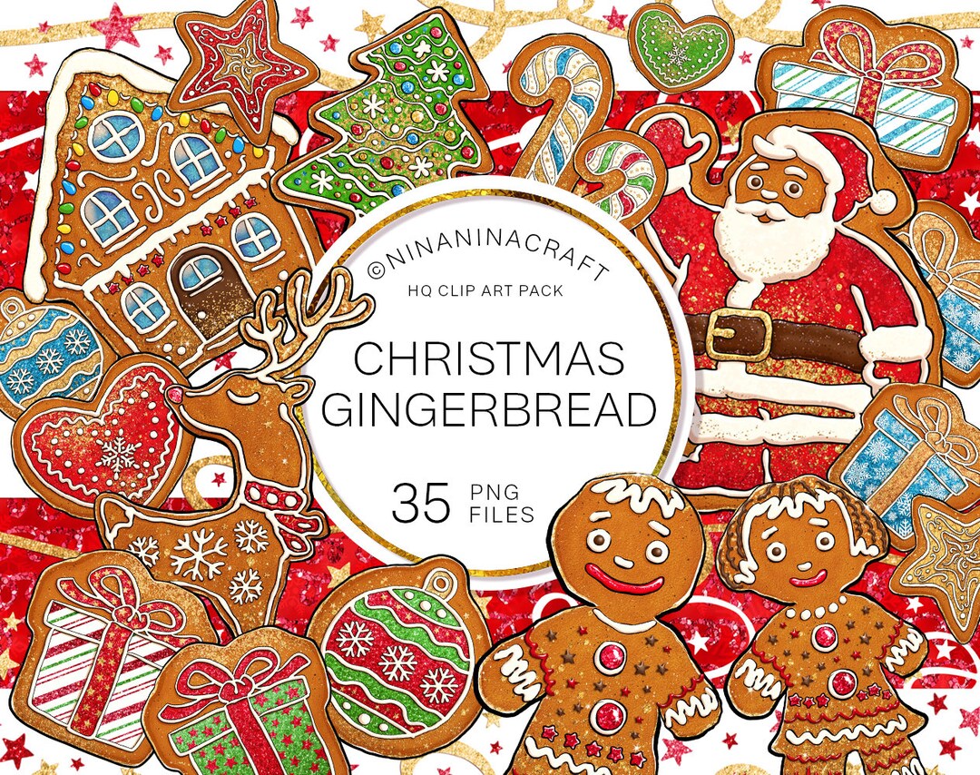 Christmas Gingerbread Clipart, Cute Christmas Clip Art, Planner ...