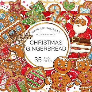 Christmas Gingerbread Clipart, Cute Christmas Clip Art, Planner ...