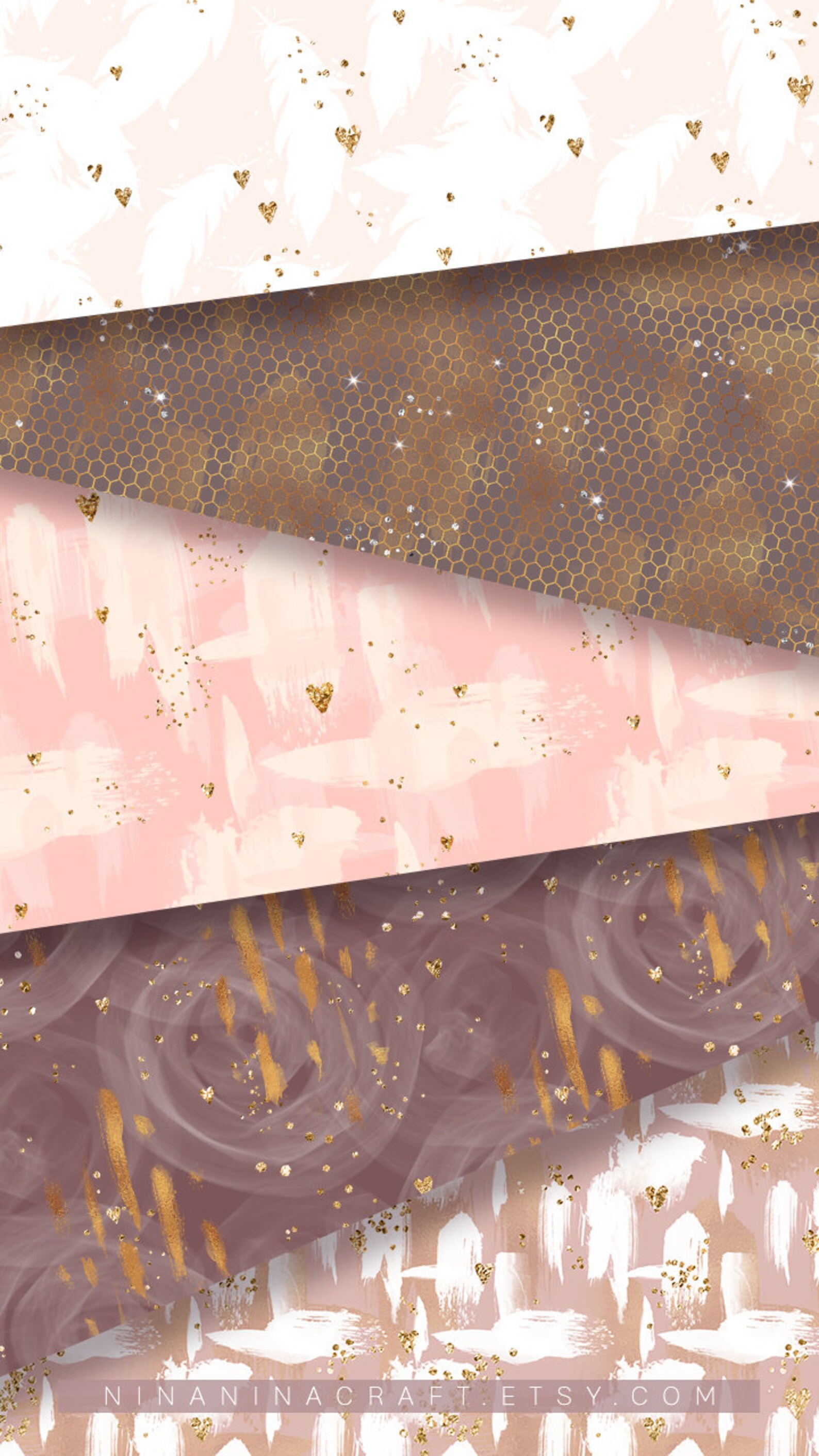 16 Vintage Rose Basics Digital Papers Hand Drawn Gold | Etsy