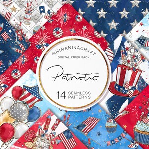 American Flag Digital Papers, Independence Day Seamless Patterns, USA ...