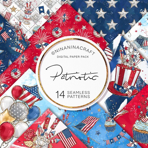 American Flag Basics Digital Papers Independence Day Seamless - Etsy