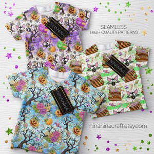 Cute Halloween Digital Papers Pack, Bats Seamless Patterns, Spooky ...