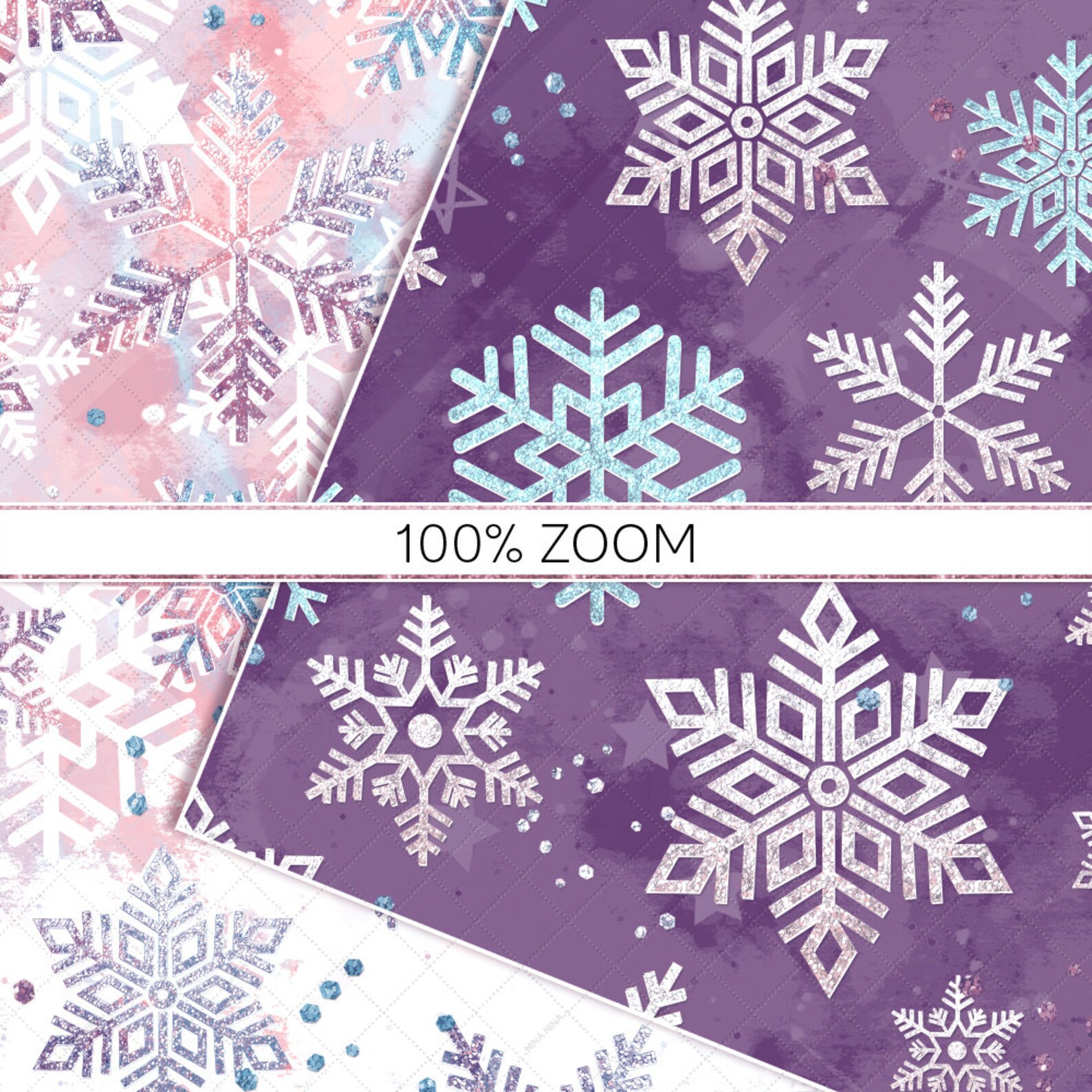 Watercolor Snowflakes Digital Papers Blush and Blue Seamless - Etsy