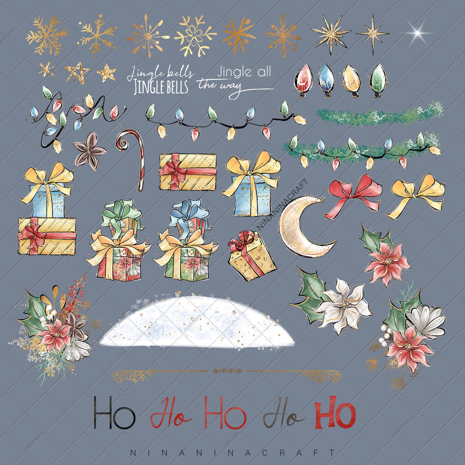 Cute Santa Claus Clip Art Christmas Elf and Reindeer Clipart - Etsy