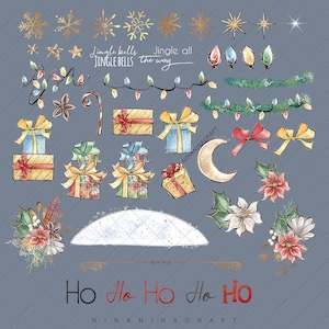 Cute Santa Claus Clip Art, Christmas Elf and Reindeer Clipart by ...