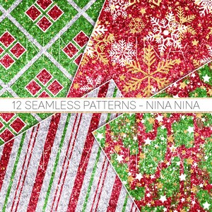 Christmas Glitter Digital Paper, Christmas Glitter Seamless Patterns ...