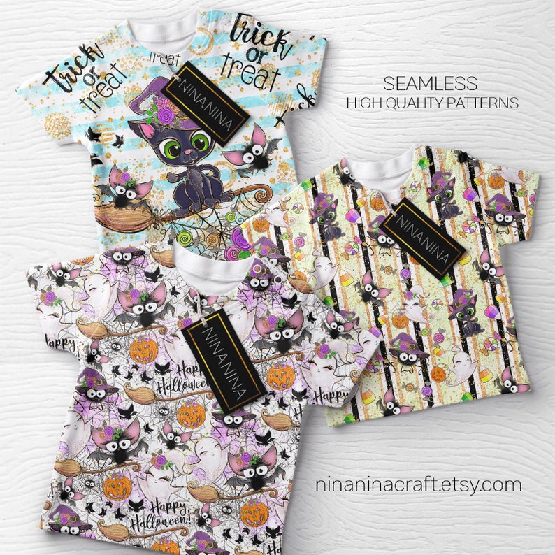 Cute Halloween Digital Paper Pack, Halloween Seamless Patterns, Spooky ...