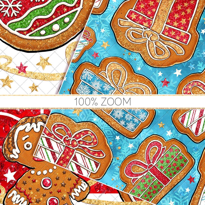 Christmas Digital Papers Pack Gingerbread Cute Santa Claus - Etsy