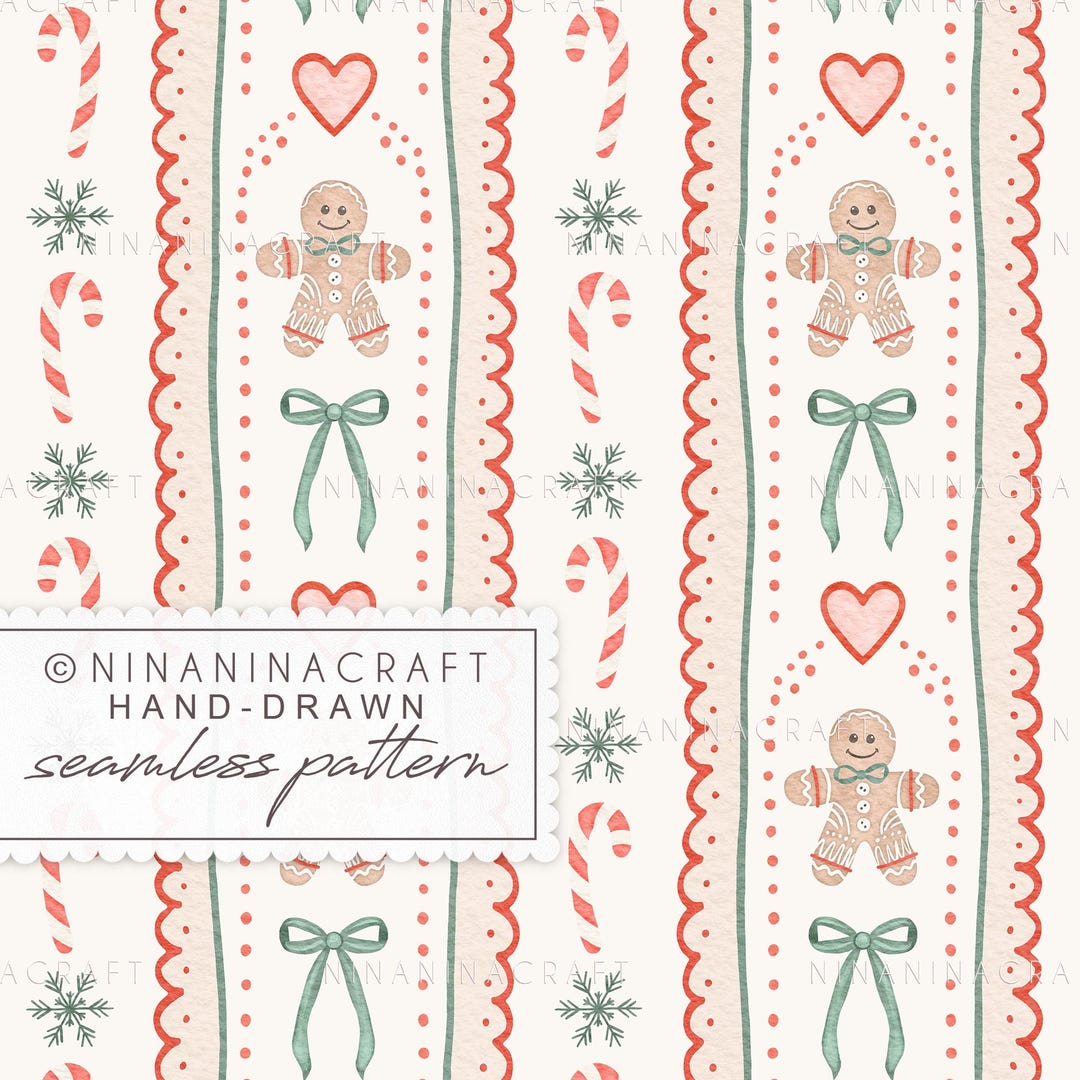 Christmas Gingerbread Man Seamless Pattern by Ninaninacraft, Lacy ...