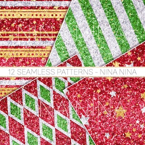 Christmas Glitter Digital Paper, Christmas Glitter Seamless Patterns ...