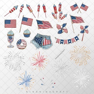 American Flag Clip Art, 4th of July Planner Stickers, Cute Independence ...