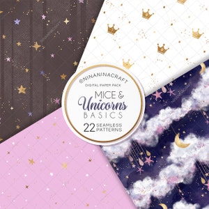 Cute Unicorn Inspired Seamless Patterns by Ninaninacraft, Glitter ...