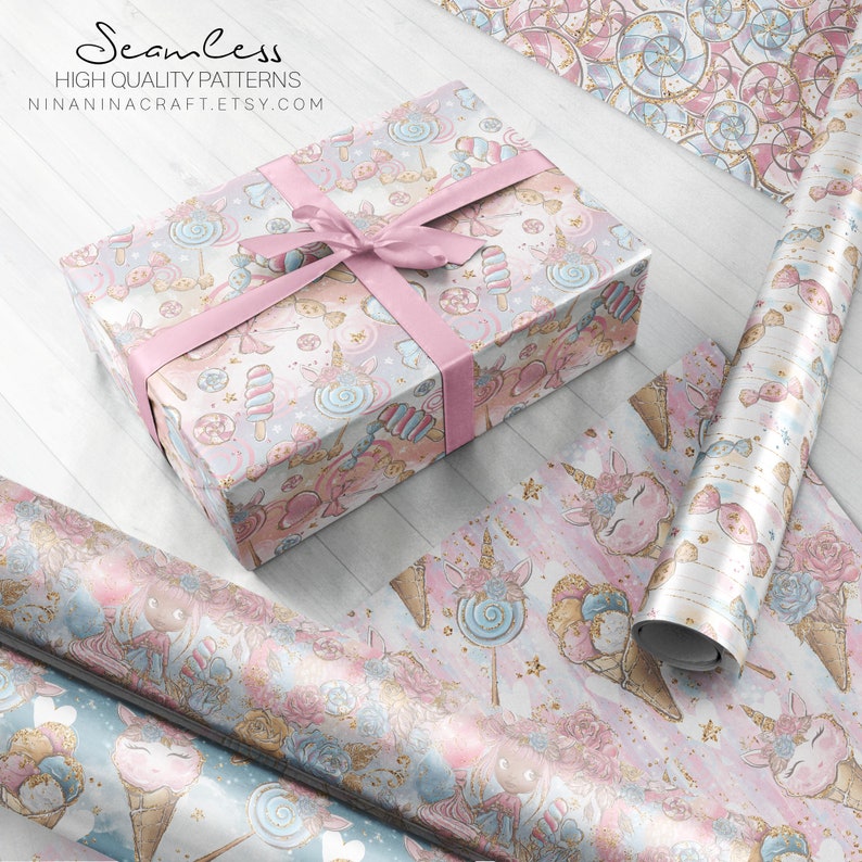 Land of Candy Digital Papers, Cute Candy Seamless Patterns, Pastel ...