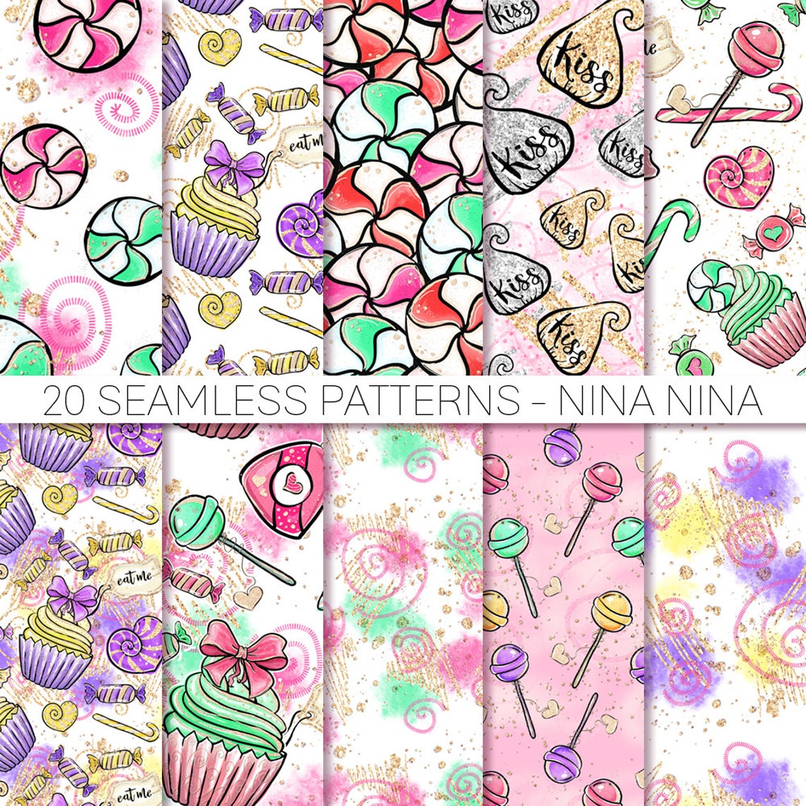 Candy Digital Papers Summer Paper Pack Surface Patterns | Etsy