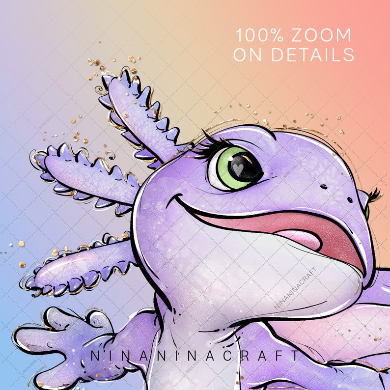 Colorful Axolotls Clip Art Cute Rainbow Axolotls Clipart by - Etsy