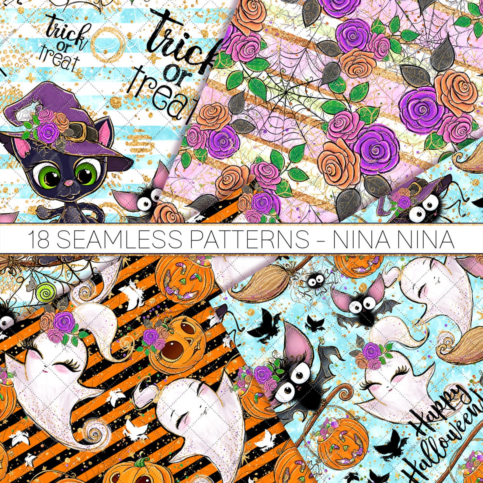 Cute Halloween Digital Paper Pack Halloween Seamless - Etsy