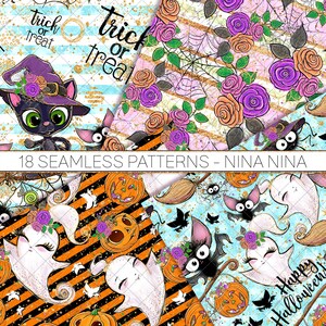 Cute Halloween Digital Paper Pack, Halloween Seamless Patterns, Spooky ...