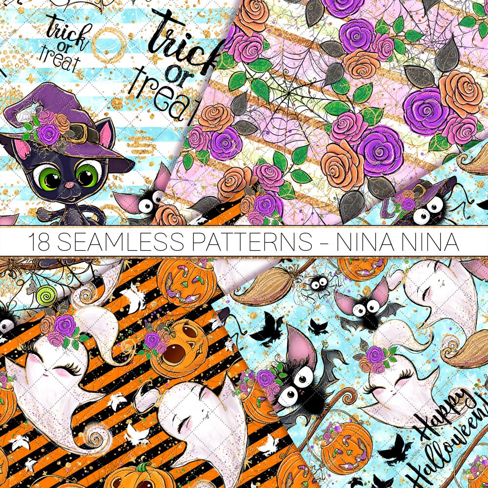 Cute Halloween Digital Paper Pack Halloween Seamless - Etsy