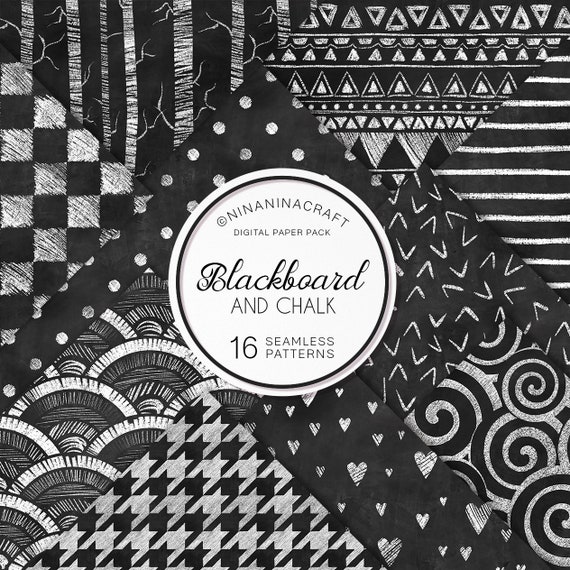 Blackboard and Chalk Digital Paper Pack Chalkboard Seamless | Etsy