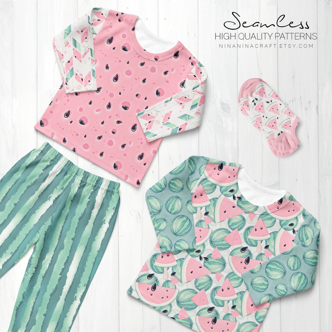 Pastel Cute Watermelon Clip Art, Watermelon Digital Papers, Summer ...