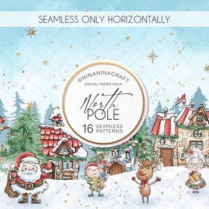 Santa Claus Digital Papers, Christmas Elf and Reindeer Seamless ...
