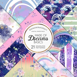 Cute Rainbow Digital Papers, Unicorn Inspired Seamless Patterns by ...