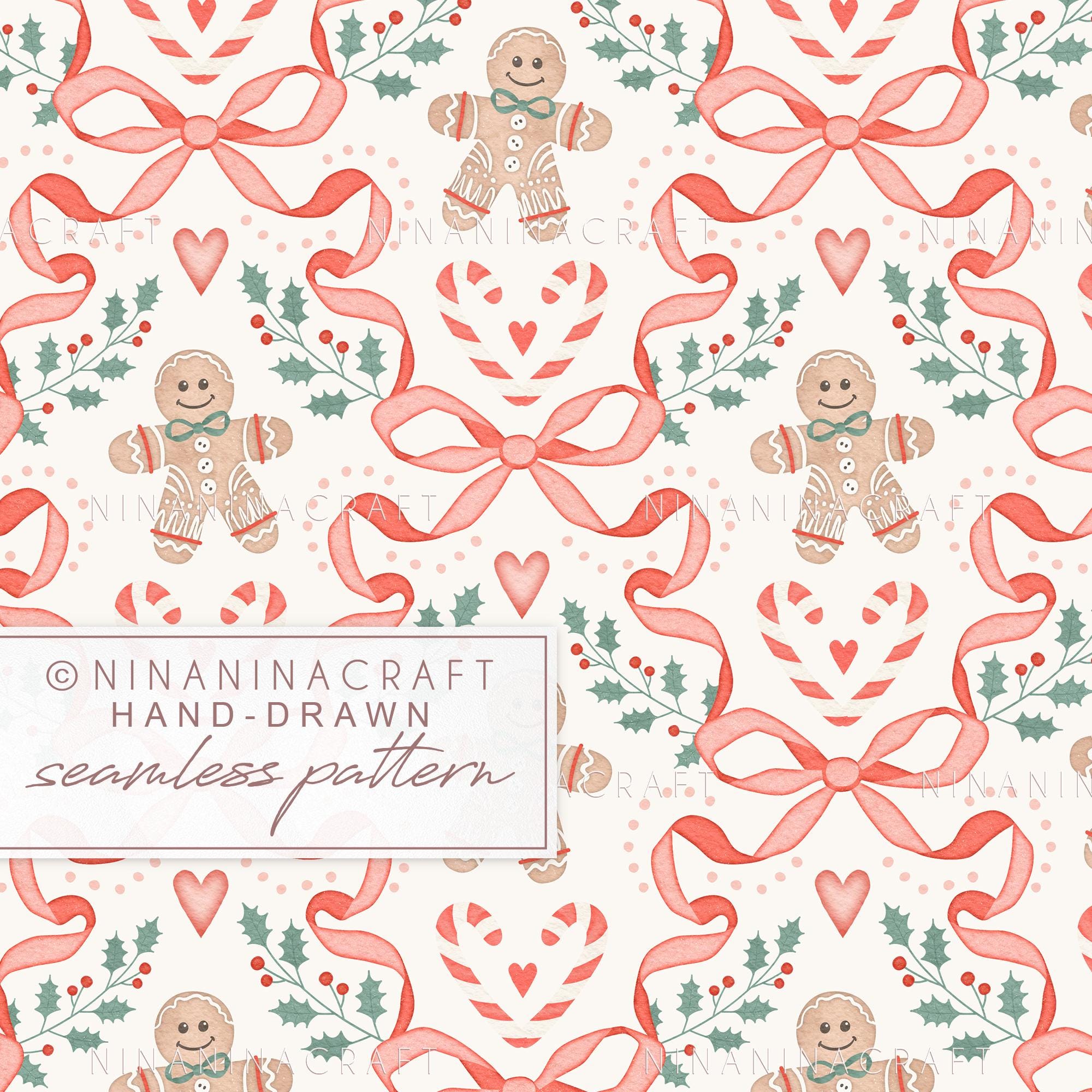 Christmas Gingerbread Man Seamless Pattern by Ninaninacraft, Trellis ...