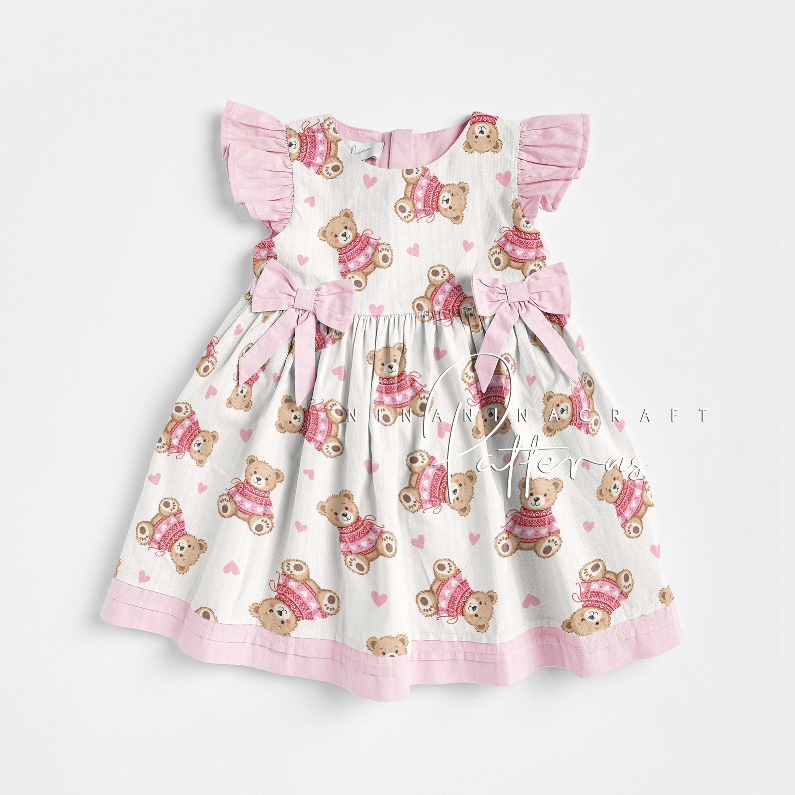 Valentines Teddy Bear Seamless Pattern by Ninaninacraft: Chiffon, Pink ...